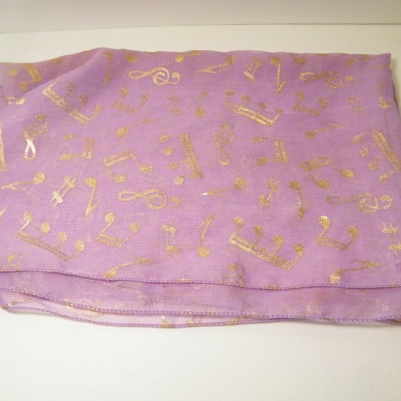 Accessories | Purple Scarf With Golden Musical Notes 62 Inches By 21 ...